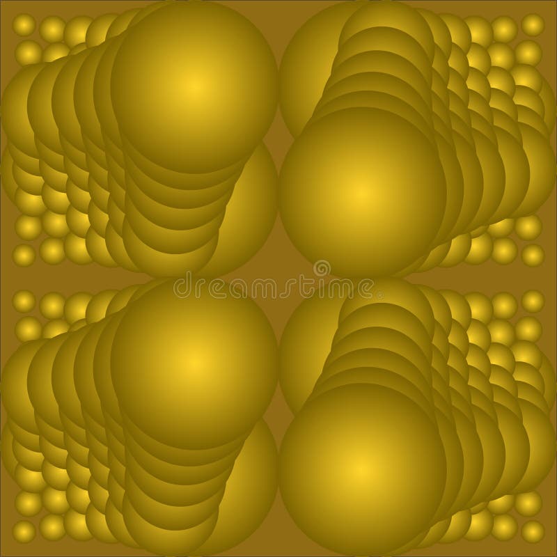 Golden Abstract Tile with Op-art Spheres, 3d Illusion, Decorative ...