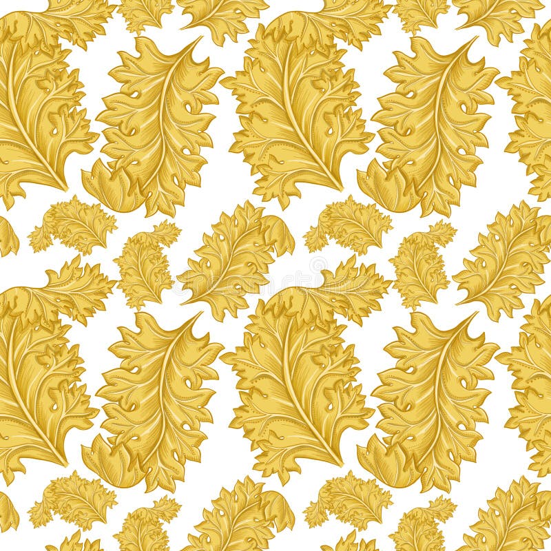 Acanthus Leaf Seamless Pattern Design on Peach Color Background, Vector ...