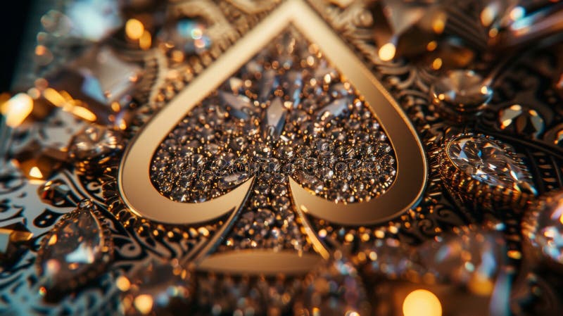 Golden Ace of Spades with Diamonds, Gambling Concept Stock Image ...