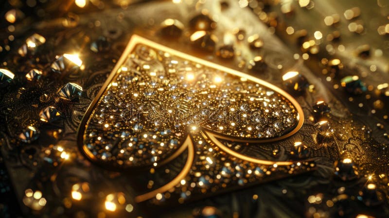 Golden Ace of Spades with Diamonds, Gambling Concept Stock Photo ...