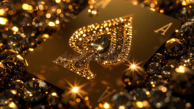 Golden Ace of Spades with Diamonds, Gambling Concept Stock Photo ...