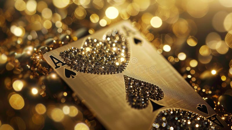Golden Ace of Spades with Diamonds, Gambling Concept Stock Image ...