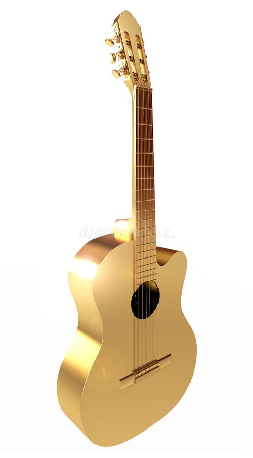 Golden Acoustic Guitar stock illustration. Illustration of gold - 28300197