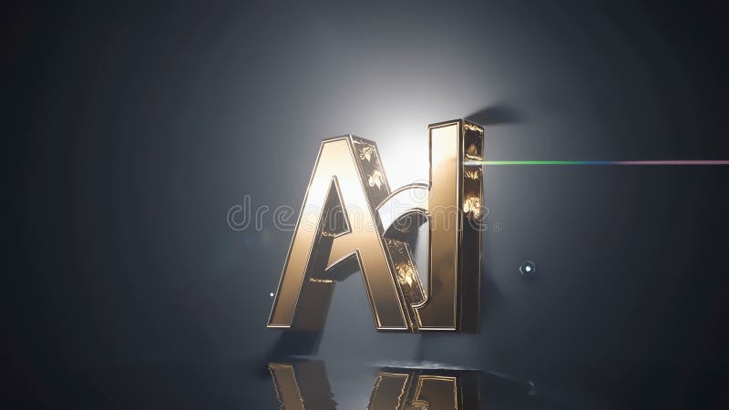 Golden Ad Logo is Displayed on a Reflective Surface with Varying Light ...