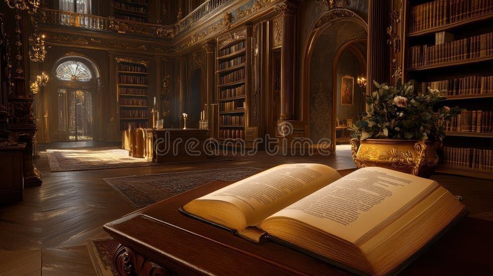 Golden Age Library an Open Book in a Gilded Sanctuary of Knowledge ...