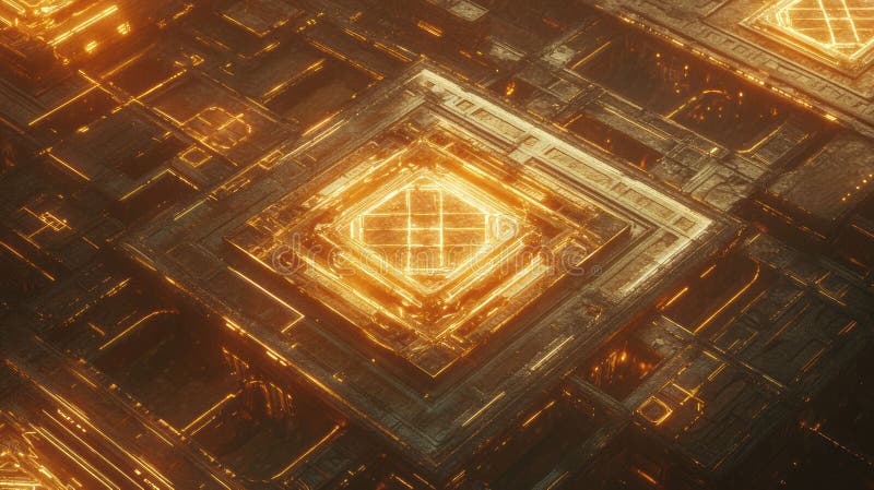 Golden AI-Generated Cityscape Stock Illustration - Illustration of ...