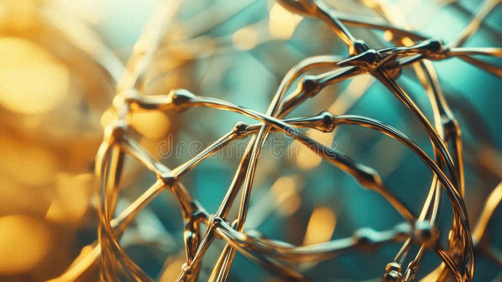 Golden AI-Generated Network Stock Image - Image of golden, internet ...