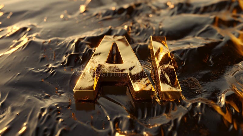 Golden AI Letters on Reflective Surface Showcasing Artificial ...