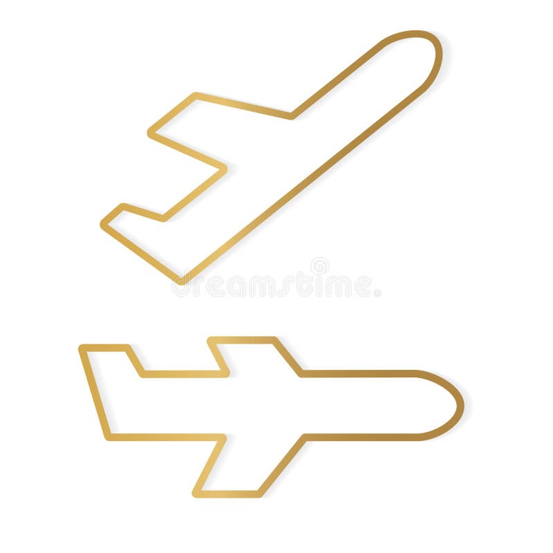 Golden airplane icons stock vector. Illustration of shine - 168307963