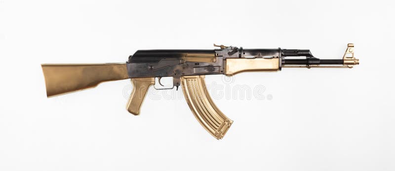 Golden Kalashnikov Assault Rifle Stock Photo - Image of kalashnikov ...