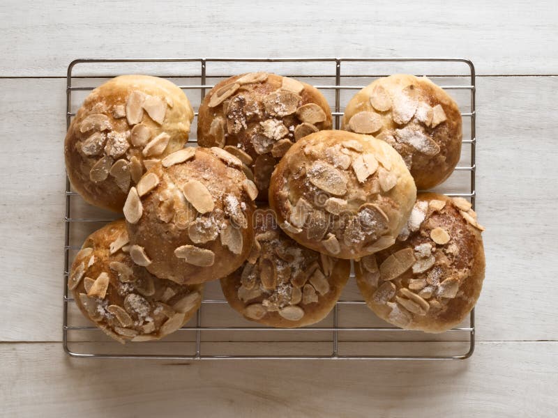 Golden almond buns stock image. Image of color, bread - 31289645