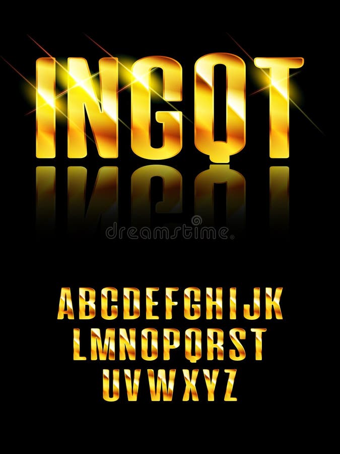 The Golden Alphabet. Beautiful Golden Font Stock Vector - Illustration ...