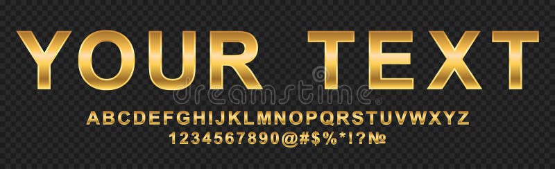 Golden Alphabet Font, Letters and Numbers - Vector Stock Vector ...