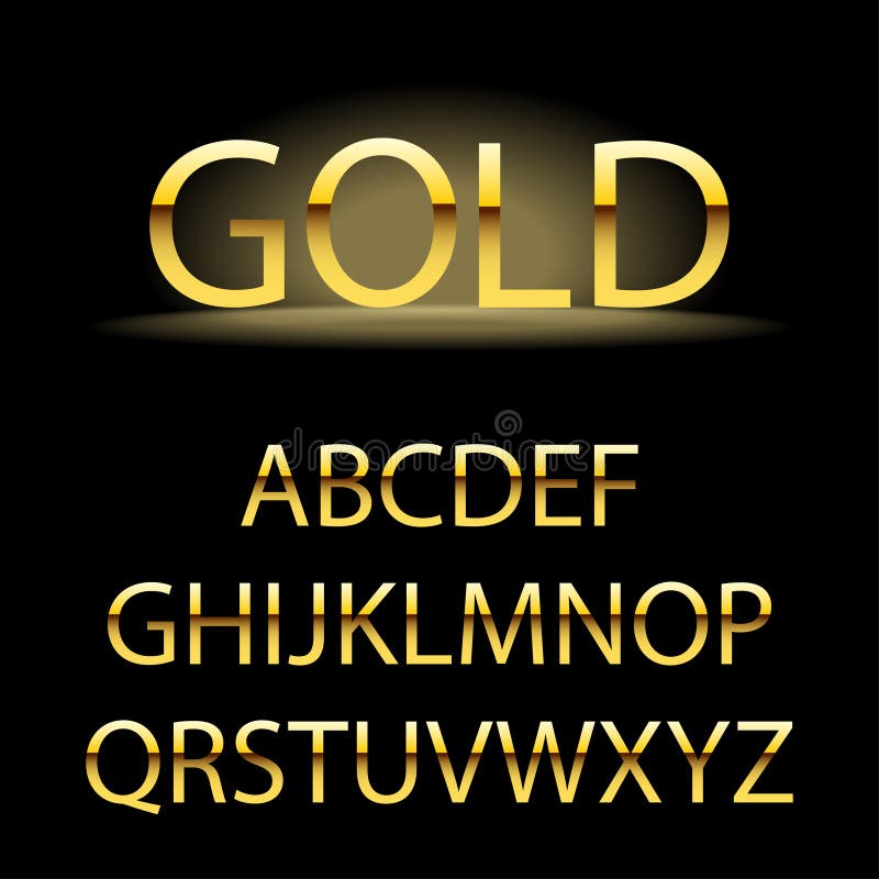 Golden Alphabet Letters. Golden Font Type Stock Vector - Illustration ...