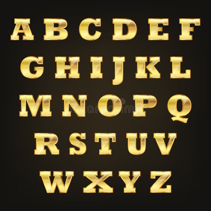 Golden Alphabet Letters. Vector Illustration Stock Illustration ...
