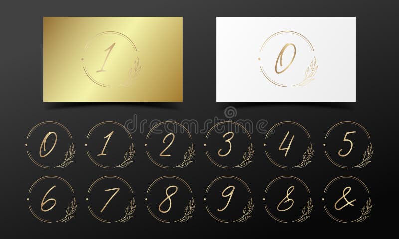 Golden Alphabet Number in Round Frame for Logo and Branding Design ...