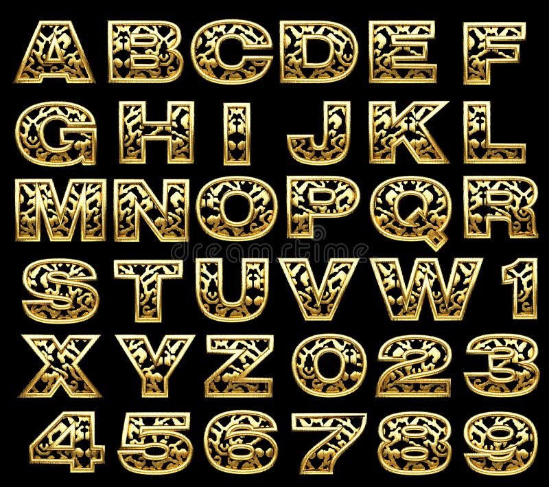 Golden alphabet set stock illustration. Illustration of metal - 28838916