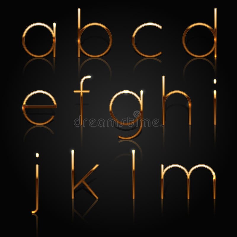 Golden Alphabet. Set of Golden Letters Isolated on Black Background ...