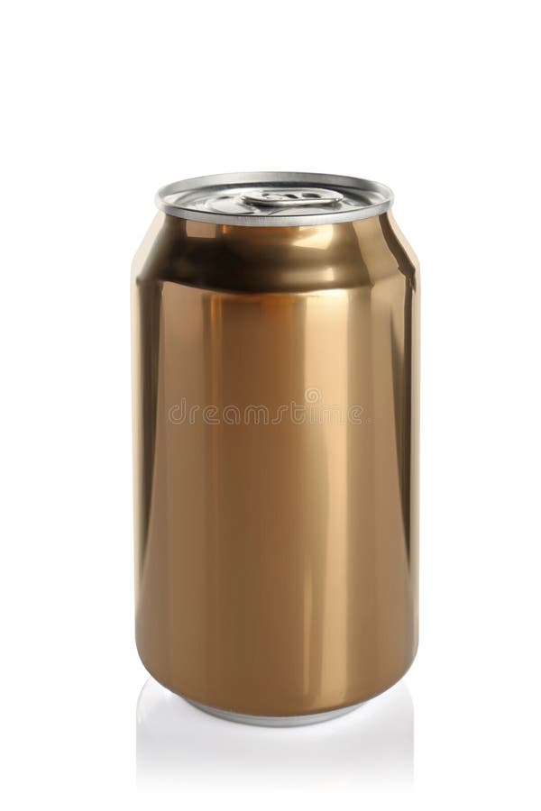 Golden Aluminum Can with Drink Isolated on White Stock Image - Image of ...