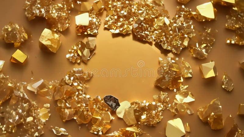 Golden Amber Crystals Scattered on a Flat Surface, Creating a Luxurious ...