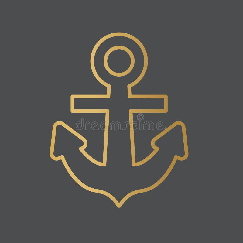 Golden anchor icon stock vector. Illustration of design - 191071188