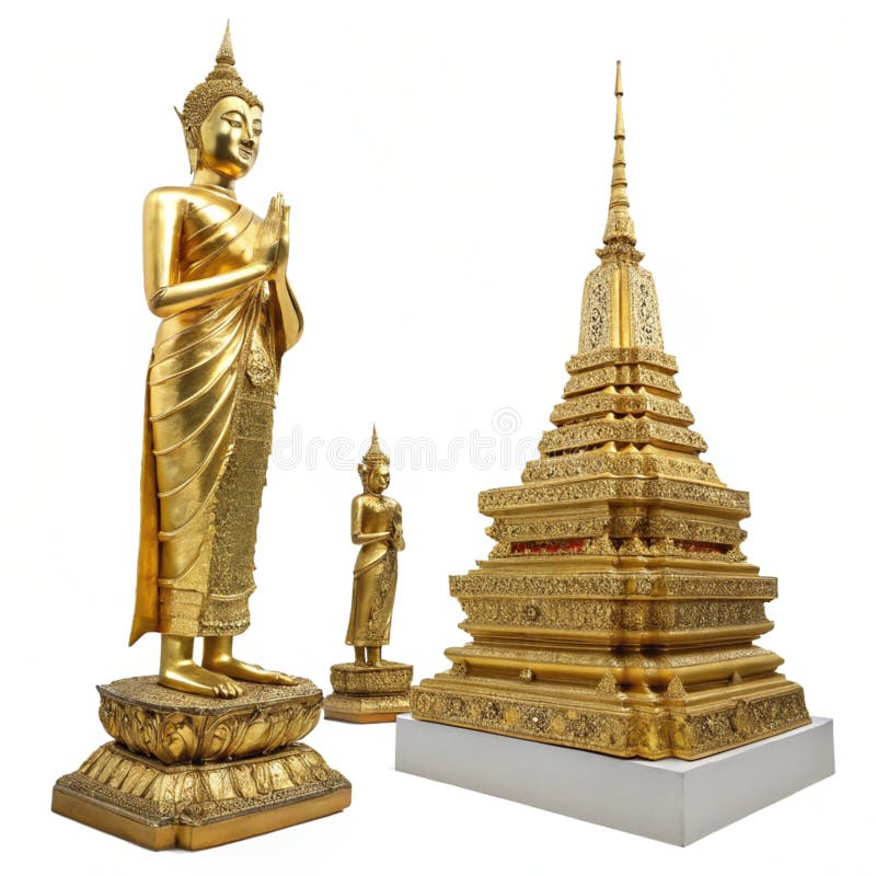 Golden Ancient Temple Statues on Transparent Background Stock ...