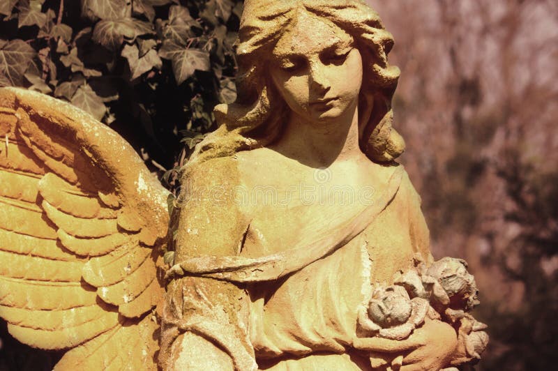 Golden Angel in the Sunlight (antique Statue) Stock Image - Image of ...