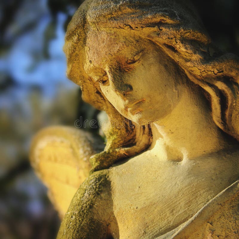 Golden Angel in the Sunlight (antique Statue) Stock Photo - Image of ...