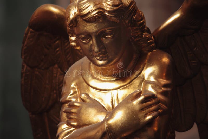 Golden Angel in the Sunlight (antique Statue) Stock Photo - Image of ...