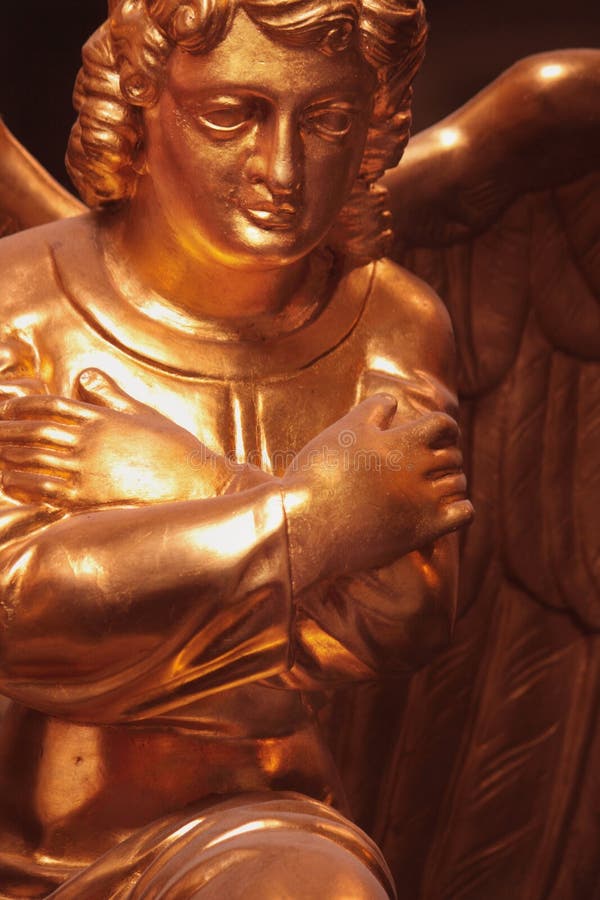 Golden Angel in the Sunlight (antique Statue) Stock Photo - Image of ...