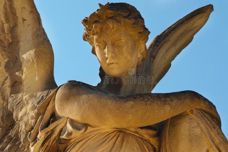 Golden Angel in the Sunlight (antique Statue) Stock Photo - Image of ...