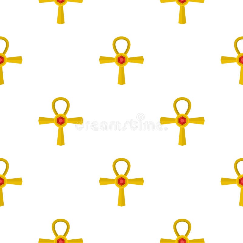 Golden Ankh Symbol Pattern Seamless Stock Vector - Illustration of ...