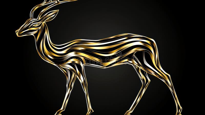 Golden Antelope Art stock illustration. Illustration of deer - 367577438