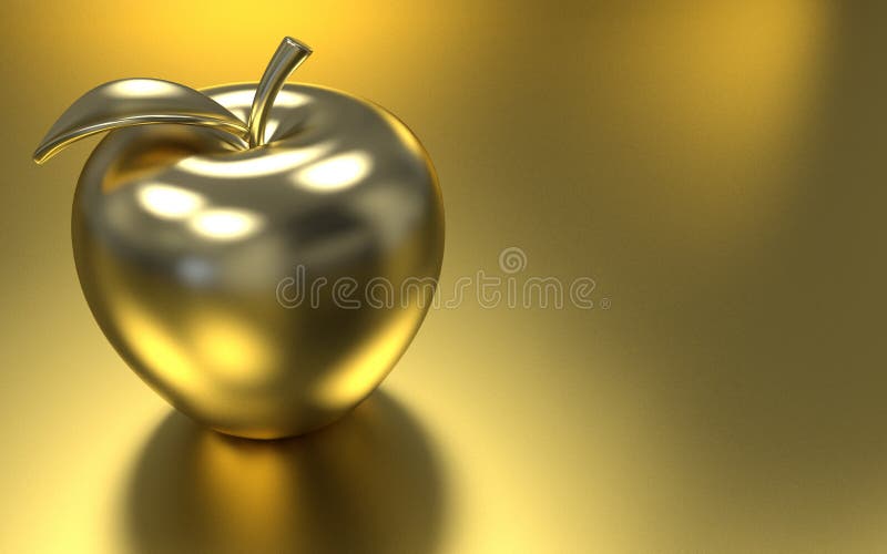 Golden Apple on White Background Stock Illustration - Illustration of ...
