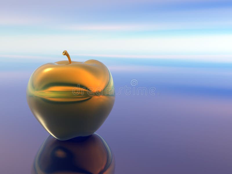 Golden Apple on Stack of Books. Education Concept Stock Illustration ...