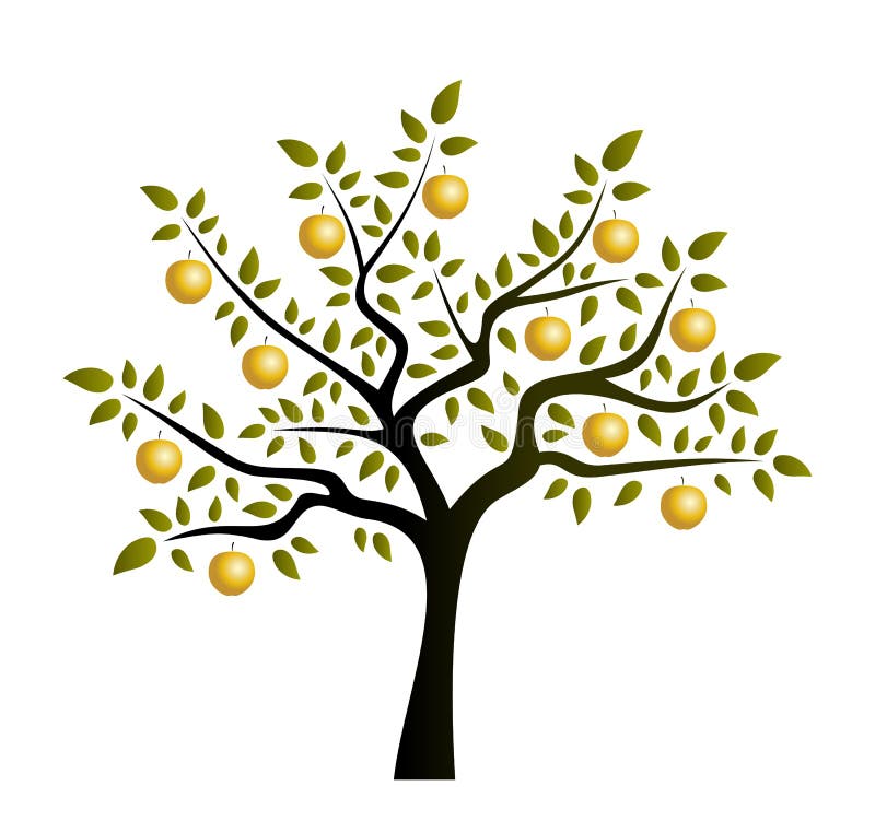 Golden apple tree stock vector. Illustration of background - 149204400