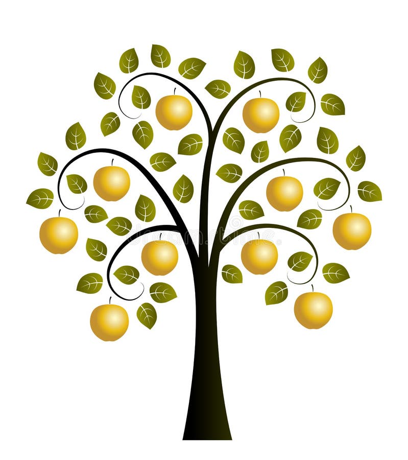 Golden apple tree stock vector. Illustration of growth - 134318918