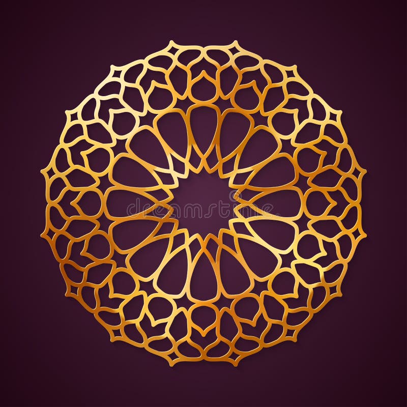 Round Golden Arabic Pattern Stock Vector - Illustration of floral, asia ...