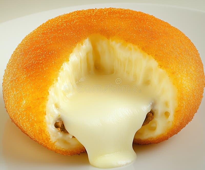 Golden Arancini Oozing Cheese Inside Stock Illustration - Illustration ...