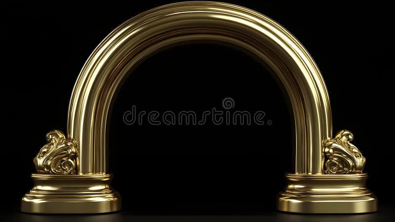 Golden Arch 3D Render Illustration Stock Illustration - Illustration of ...