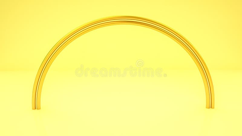 Golden Arch on a Yellow Background. Metal Yellow Empty Half Ring Stock ...