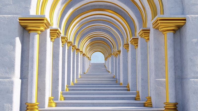 Golden Arches Stairway To Heaven, 3D Render Stock Illustration ...