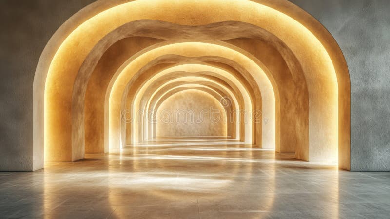 Golden Archway Corridor Interior Design Stock Illustration ...