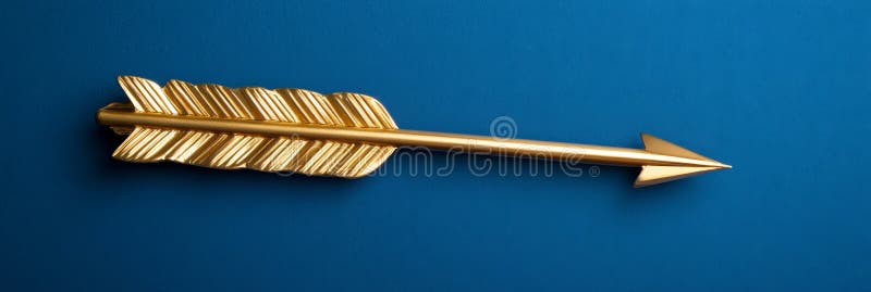Golden Arrow on Blue Background Success Ambition Target Direction ...