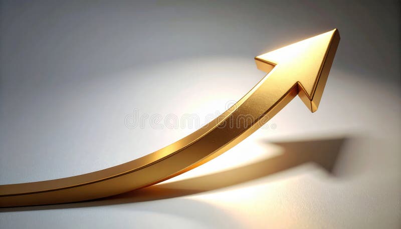 Golden Arrow Growing Upward Slow Motion Lit by Diffused Rim Light Stock ...