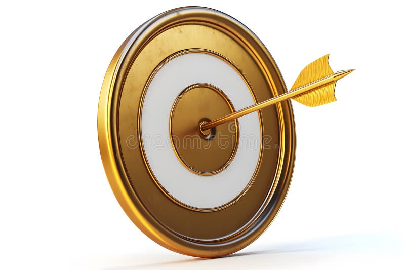 Golden Arrow Hitting Bullseye on Golden Target, Symbolizing Success ...