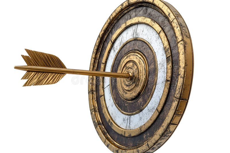 Golden Arrow Hitting Bullseye on Golden Target, Symbolizing Success ...