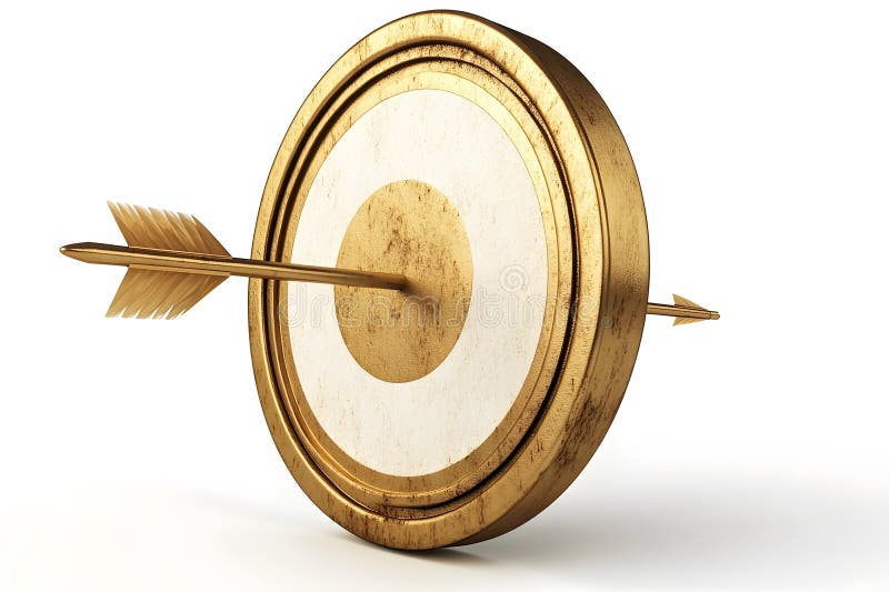 Golden Arrow Hitting Bullseye on Golden Target, Symbolizing Success ...