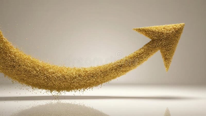 Golden Arrow Made of Particles Curving Upward in Elegant Loop Stock ...
