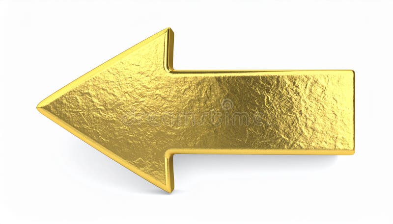 Golden Arrow Pointing Left Isolated on White Backdrop Stock ...